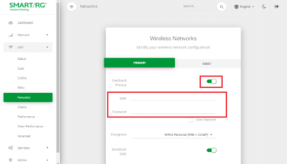 How do I change the WiFi password on the Smart/RG router?